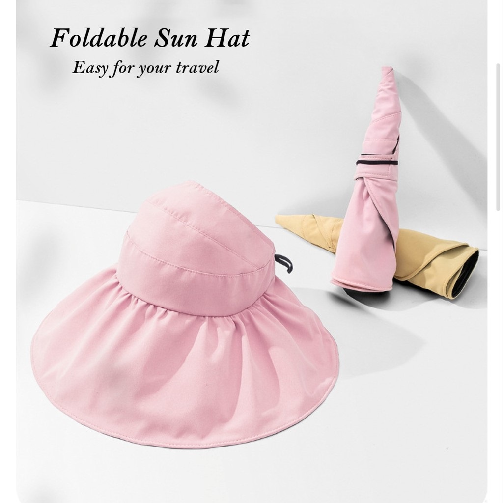 Summer Women Big Brim Foldable Sunhat Vinyl Layer Empty Top Hat Fashion ...