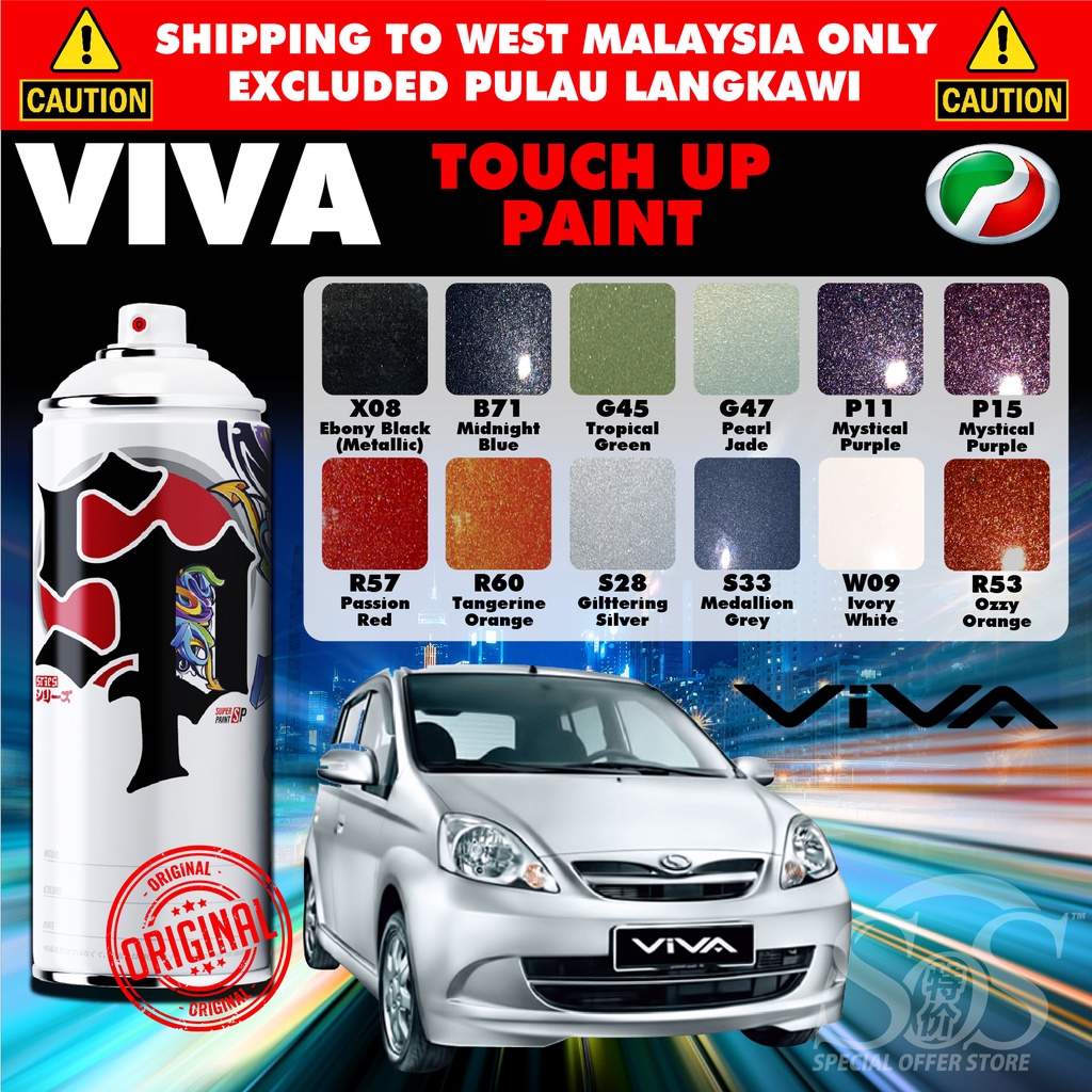 PERODUA VIVA 🔥 Original Touch Up Paint Aerosol Spray DIY Paint / Cat ...