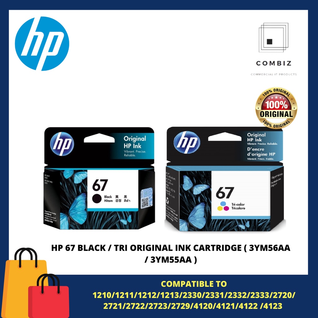 HP 67 BLACK / TRI ORIGINAL INK CARTRIDGE ( 3YM56AA / 3YM55AA ) | Shopee ...