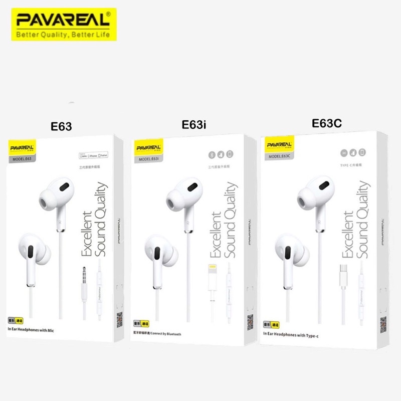 Pavareal E63 E63i E63C headphone excellent sound quality earphone ...
