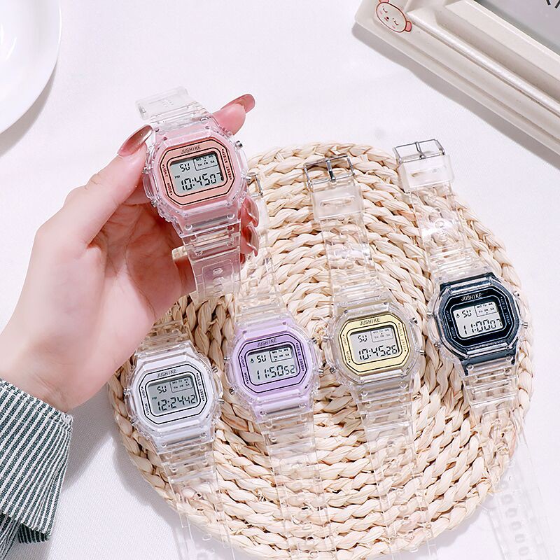 🔥2021🔥Watch Women Transparent Sports Watch Digital LED Men Jam Tangan Perempuan Watch for Kid ...