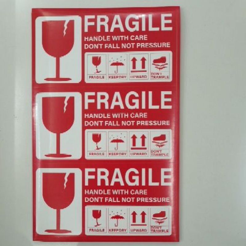 Fragile Sticker Fragile Label Warning Label Mudah Pecah Pelekat Carton ...