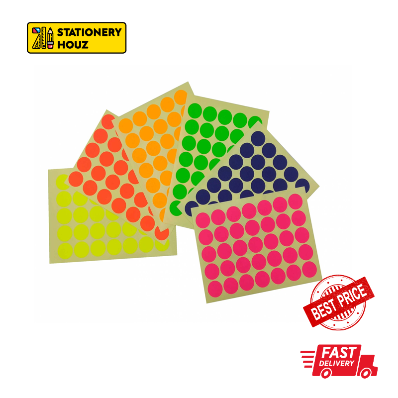 Stationery Houz 10shts Round Dot Color Label Sticker / Adhesive Colour ...