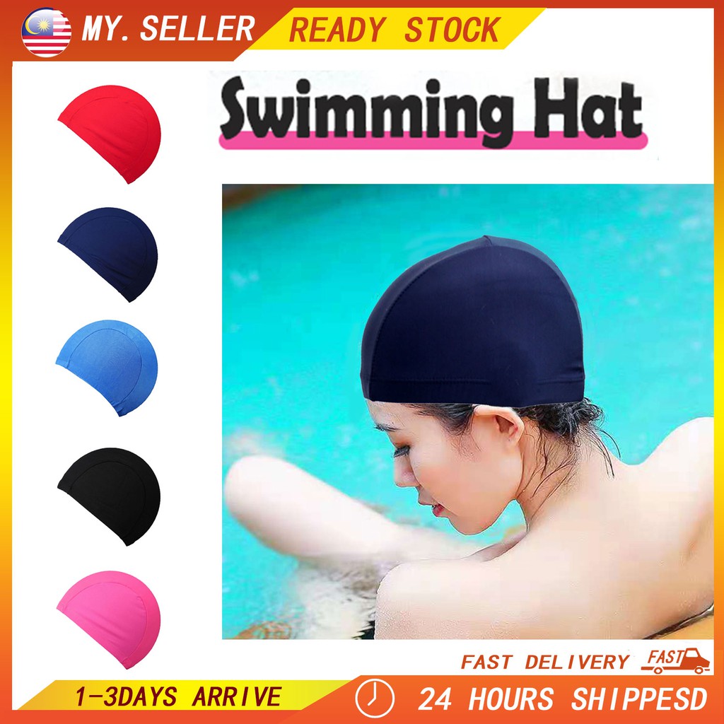 Man Woman Swimming Cap Hat Adult Swim Cap Head Cover Dewasa Topi Renang ...
