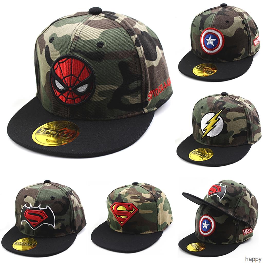 3-12 Years old Cartoon Cool Superhero Cap Kids Fashion Camo Mlitary ...