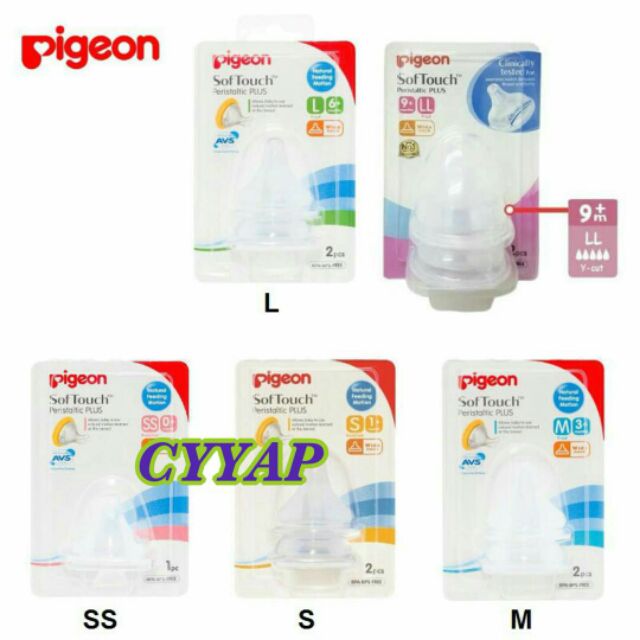 Pigeon SofTouch Peristaltic PLUS Wide Neck Nipple Teat S/M/L/LL (2pcs/pack) | Shopee Malaysia