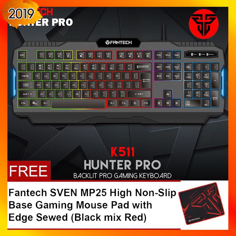 FANTECH HUNTER PRO K511 Rainbow Backlit Pro Gaming Keyboard | Shopee ...