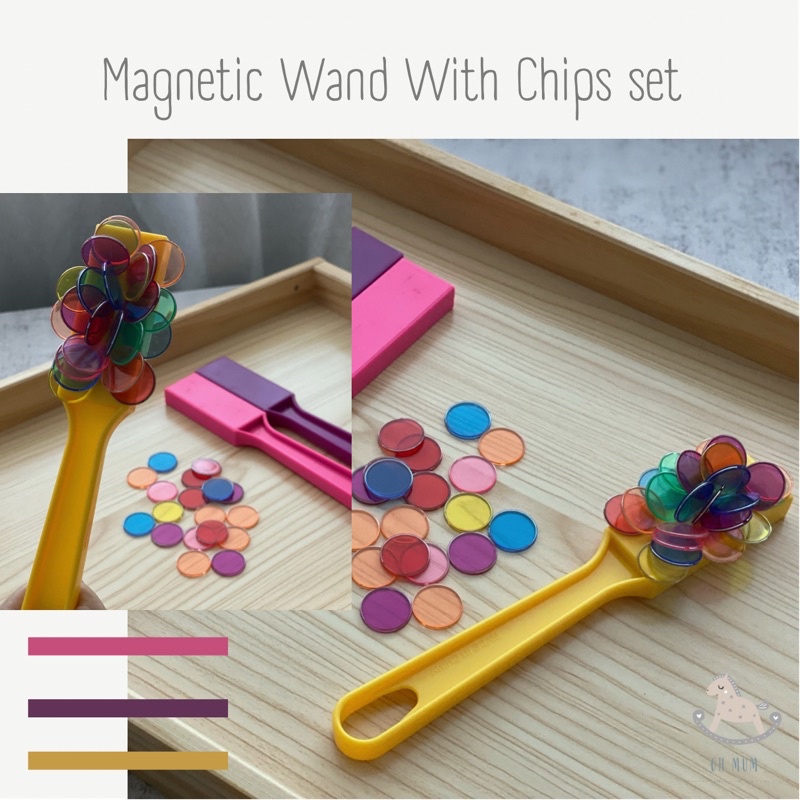 READY STOCK Magnetic Stick Wand Color Chips 50pcs Early Learning ...