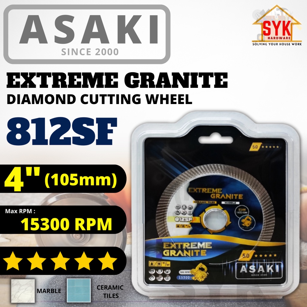 SYK ASAKI 812SF 4" (105mm) Extreme Granite Ceramic Tiles Marble Diamond ...