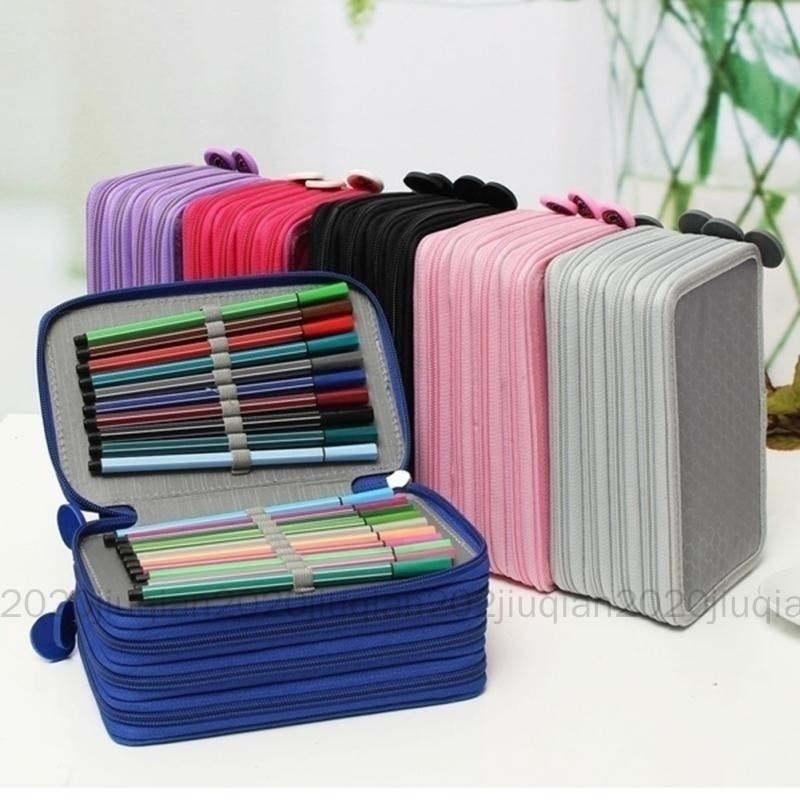 72 Slots Pencil Case Large Capacity Oxford Multifunctional Solid Color ...