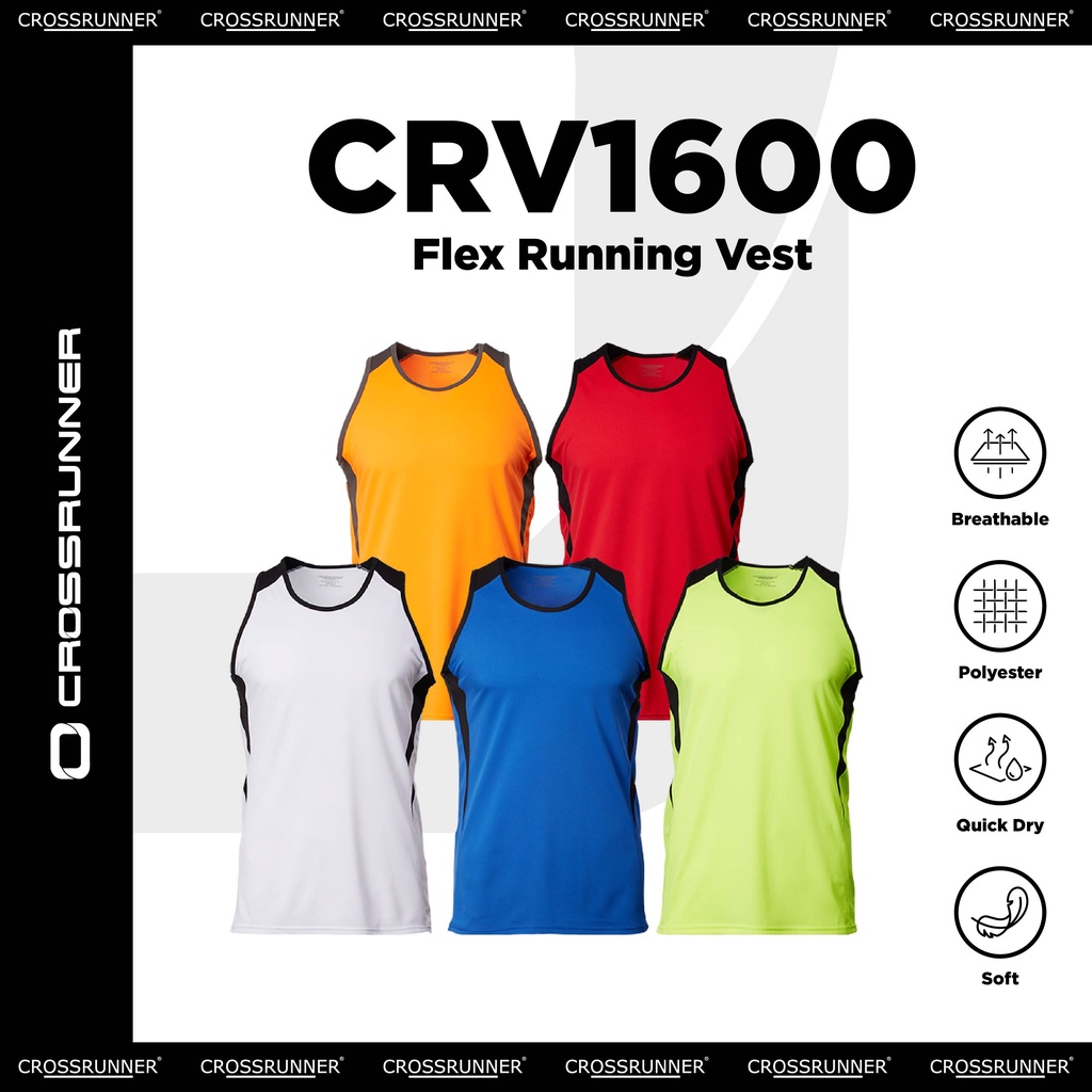 CROSSRUNNER Flex Running Vest Singlet Unisex Round Neck Sleeveless ...