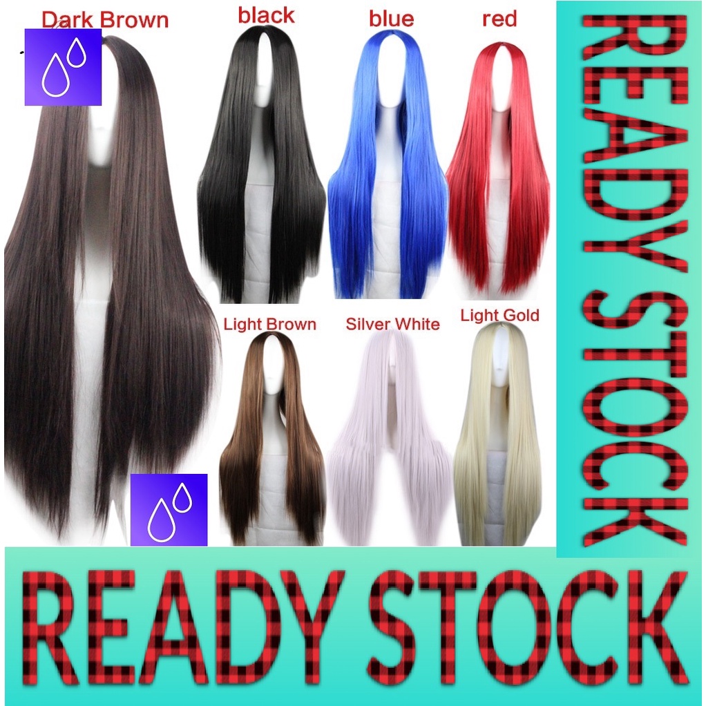 rambut palsu wanita perempuan jenis panjang lurus women hair black ...