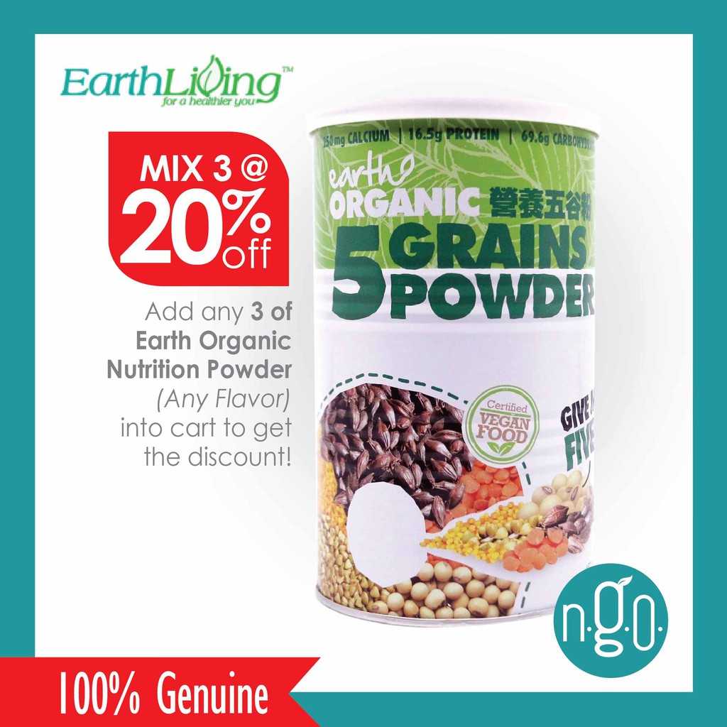 Earth Organic Five Grains Powder (500g/tin) | Shopee Malaysia