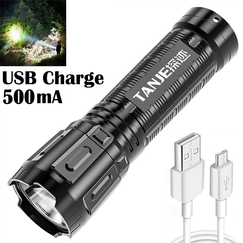 USB Rechargeable Strong Bright LED Handheld Flashlights / Outdoor ...