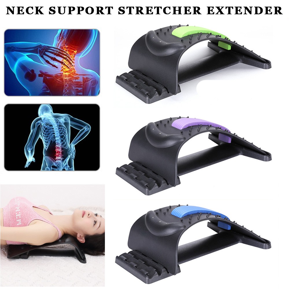 New Adjustable Neck Stretcher Extender Lumbar Back Pain Relief Support ...