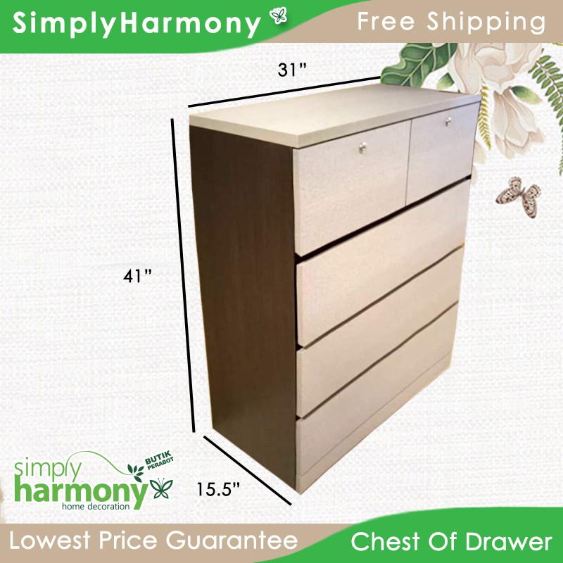 SHSB Chest Of Drawer / Almari Laci / Almari Baju Berlaci / Melamine ...