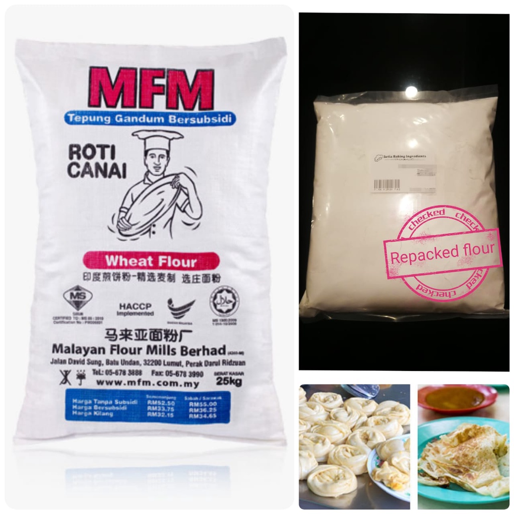 MFM Roti Canai Flour 1kg Repacked | Flatbread Flour | Roti Prata Flour ...