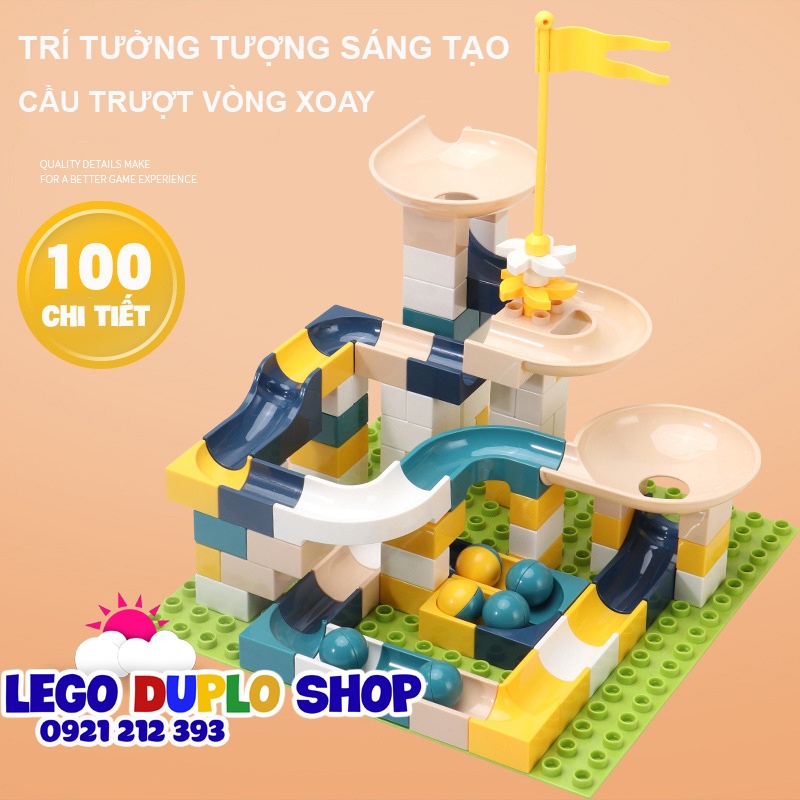 Lego Puzzle Ball Drop Slide 100 Pieces Macaron Color Lego Duplo Size ...