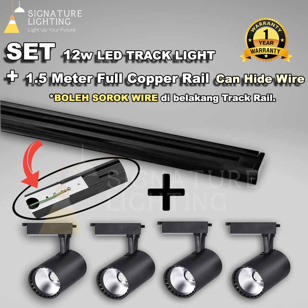 [ SET ]Led Track light Set With 1.5 Meter Rail Track Full Copper ...