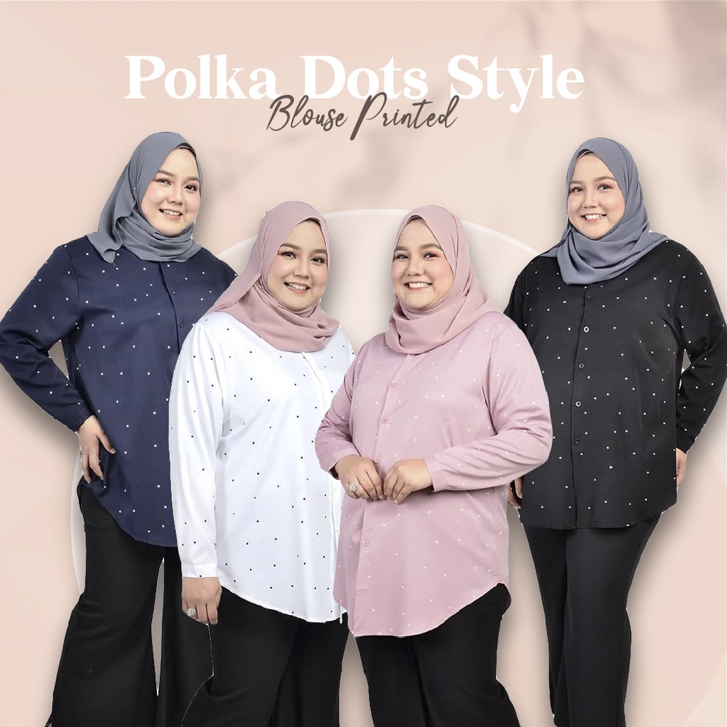 [VIEW] 4XL PLUS SIZE MUSLIMAH BLOUSE Polka Dots Style Blouse Plus size ...