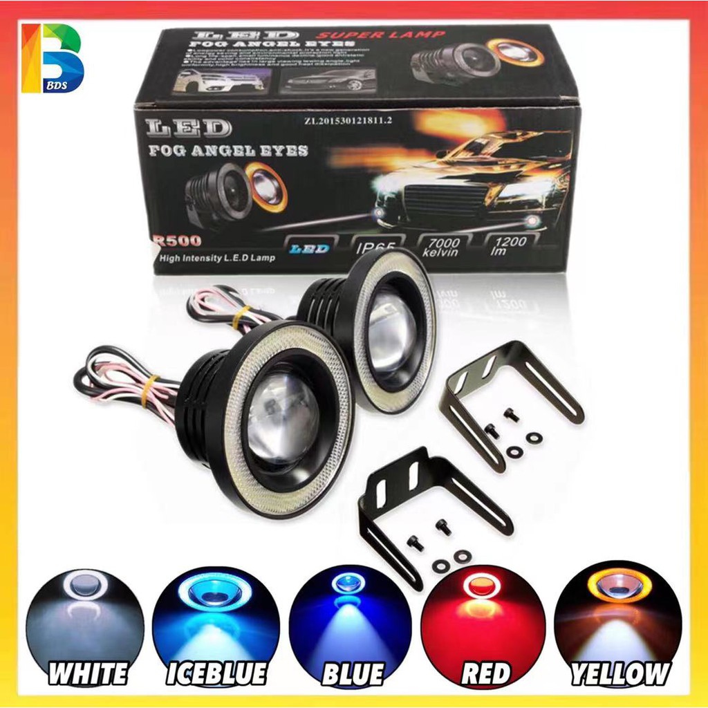 3200LM 2PCS LED FOG ANGEL EYES Projector Halo Ring Lens Fog Lamp Spotlight Eagle Car Sport Light ...