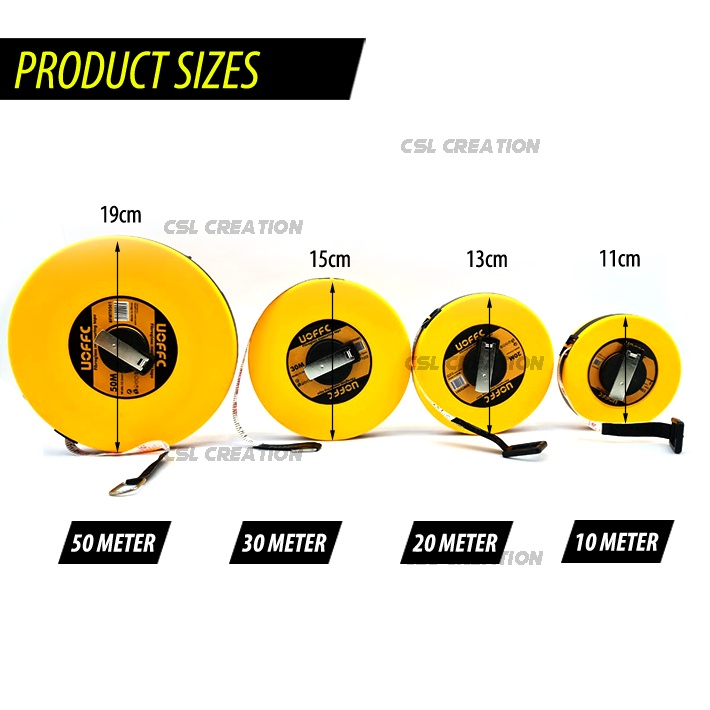10M 20M 30M 50M UOFFC Fiberglass Measuring Tape Measuring Ruler Open ...