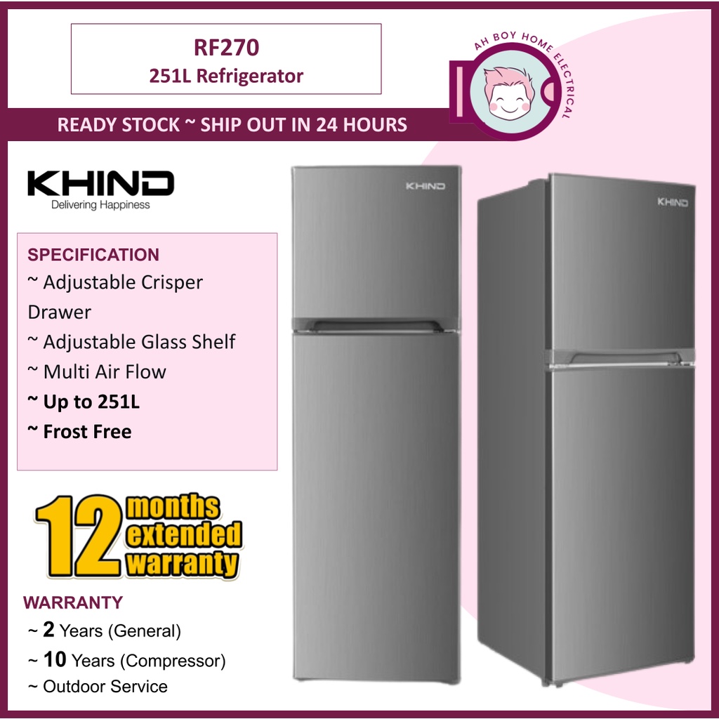 Khind 2 Door Double Door Refrigerator 251L - RF270 | Shopee Malaysia