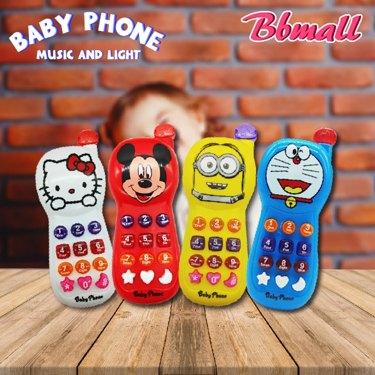 Cartoon Baby Phone With Music & Light Nursery Musical Toys For 3 ...