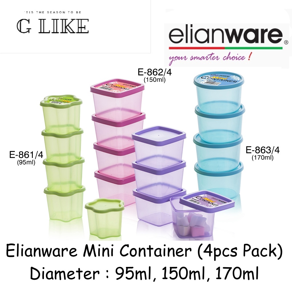 Elianware Mini Container (4pcs Pack) / Kontena Serbaguna / Food ...