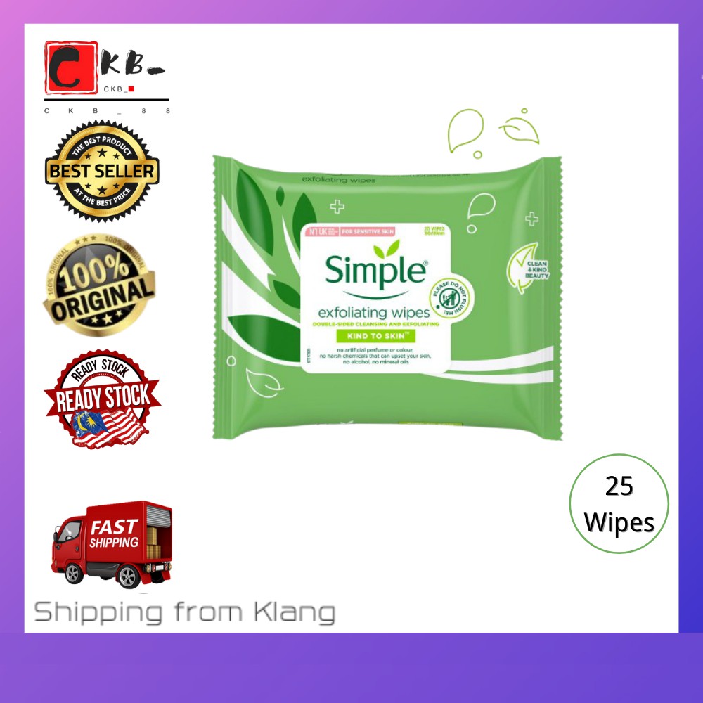 🔥Hot Sales🔥Simple Kind To Skin Exfoliating Cleansing Facial Wipes 25s ...