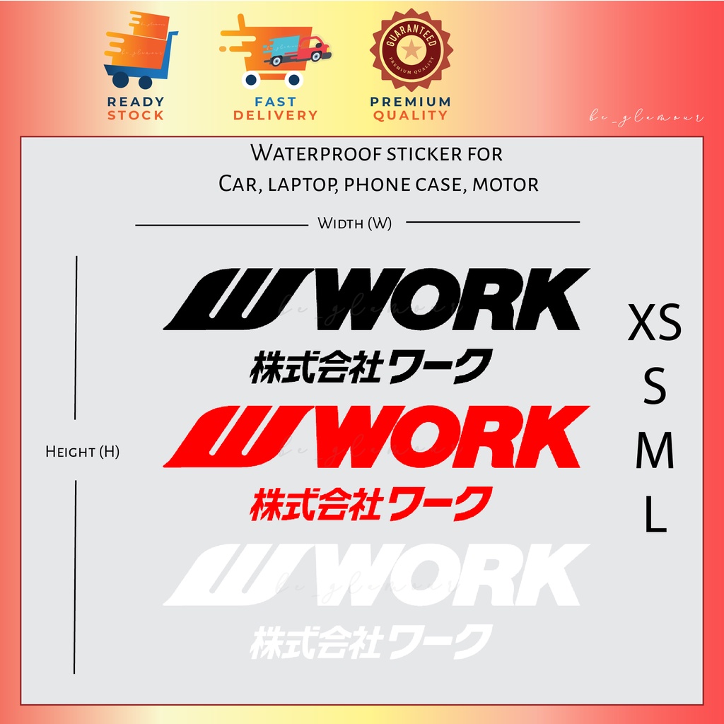 Work Wheels JDM sticker Reflective racing racecar sport rim mod Stiker ...