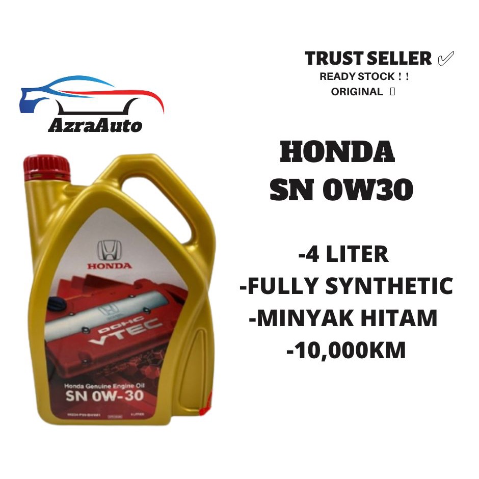 Honda 0W-30 Fully Synthetic Minyak Hitam 4Liter Free Sticker Engine Oil ...