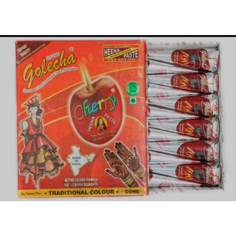 maroon Cones Natural Mehendi/HENNA GOLECHA CHERRY | Shopee Malaysia