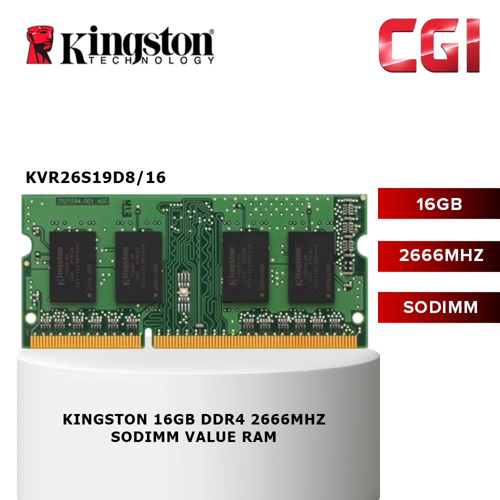 Kingston 16GB DDR 4 2666Mhz Sodimm Value Ram - KVR26S19D8/16 | Shopee Malaysia