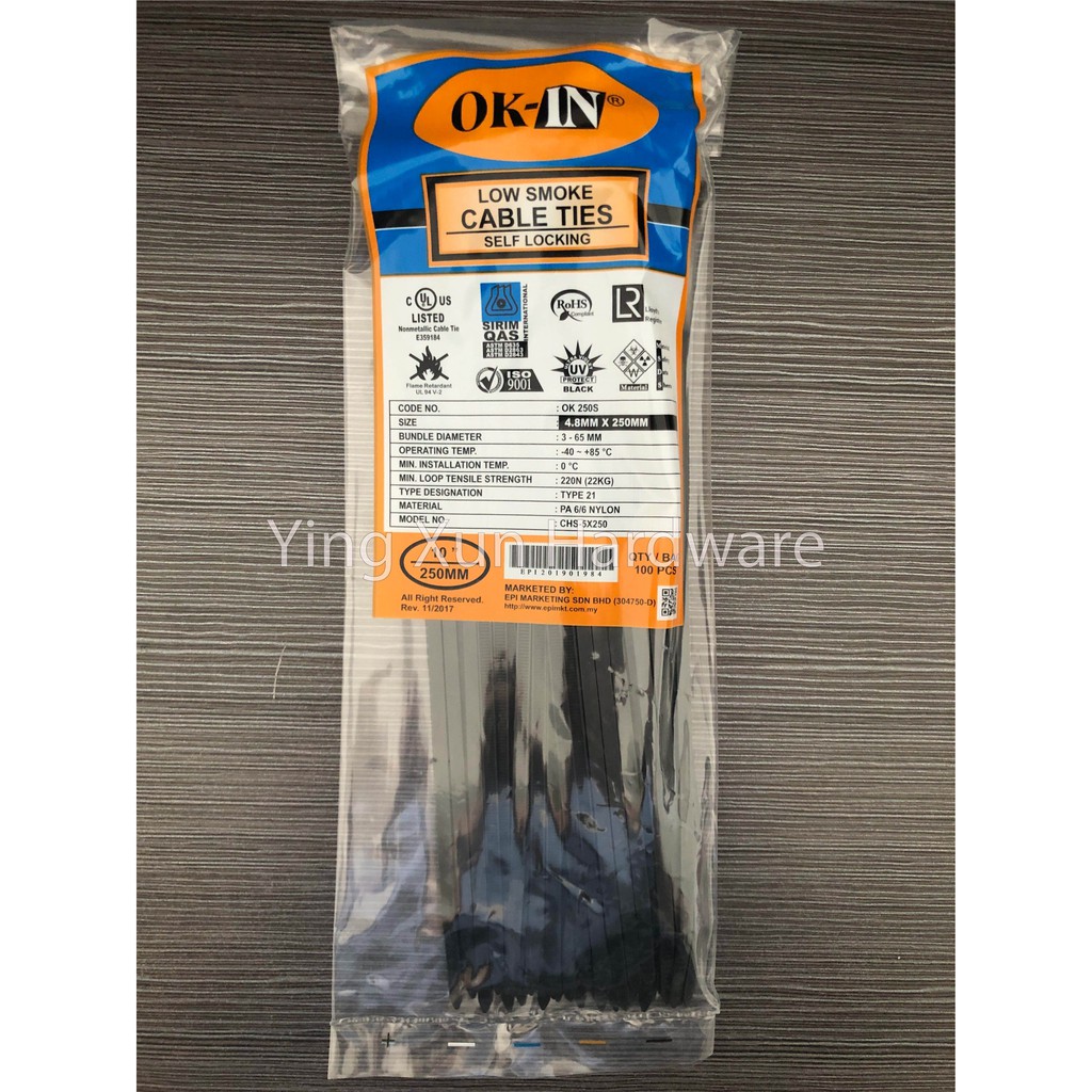 OK-IN Nylon Cable Tie Black Cable Wire Garden Plastik Ikat Pengikat ...