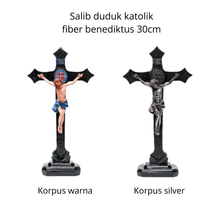 Benedict Fiber Spiritual Catholic Desk Sitting Cross 30cm Catholic ...