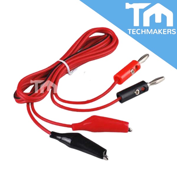 Banana Plug to Crocodile Clip with Wire Red & Black Electric Alligator ...