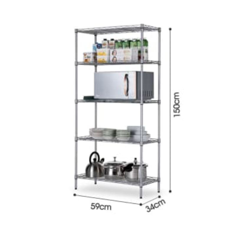 5 Tier Multi-Purpose Iron Rack - Silver Krisbow original | Shopee Malaysia