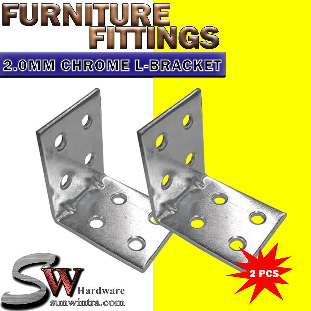 DIY TOOL 30mm / 40mm Furniture Chrome L Bracket 2.0MM / CHROME L ...