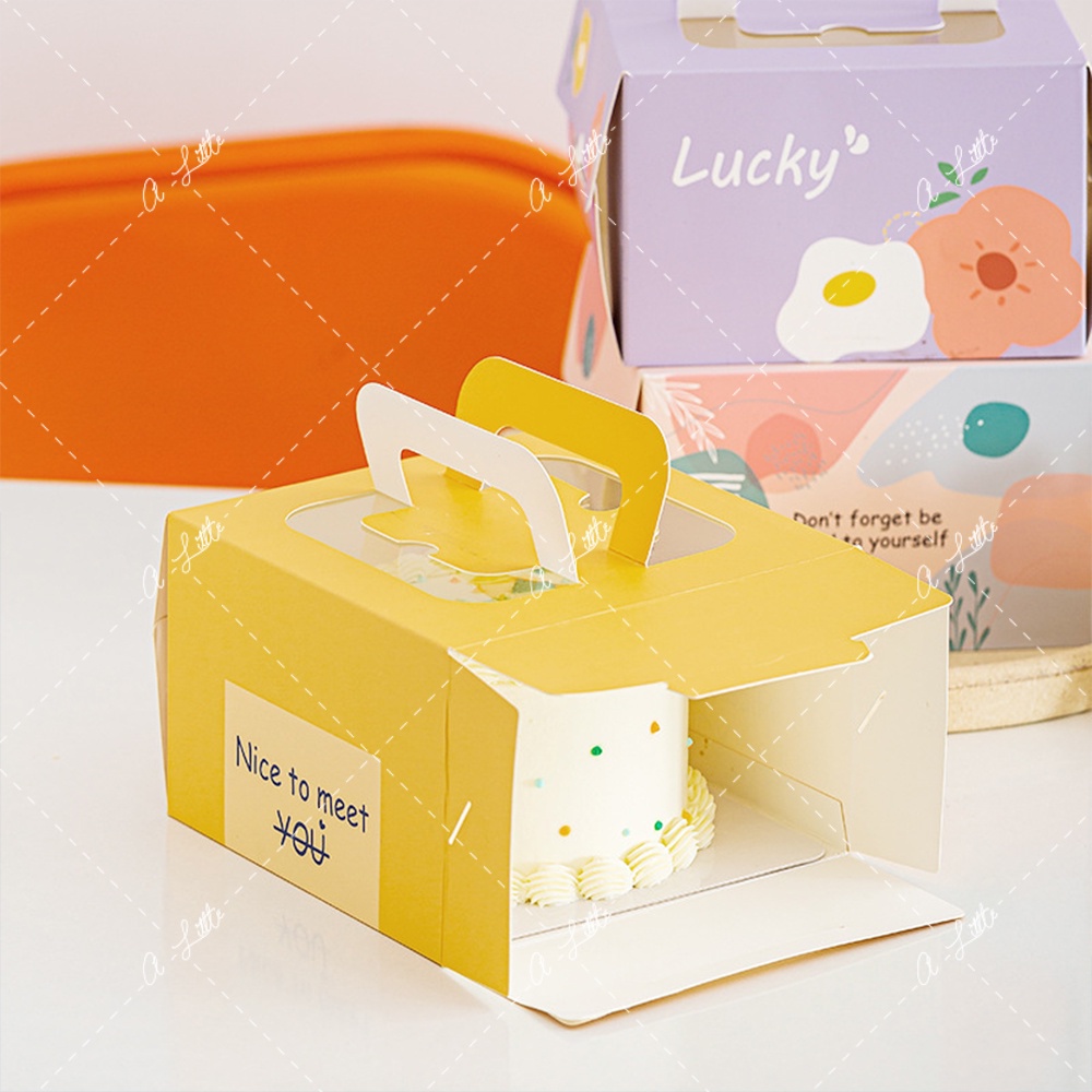 Creative Colourful Cake Box For 4 inch Cake Packaging Mousse Dessert ...