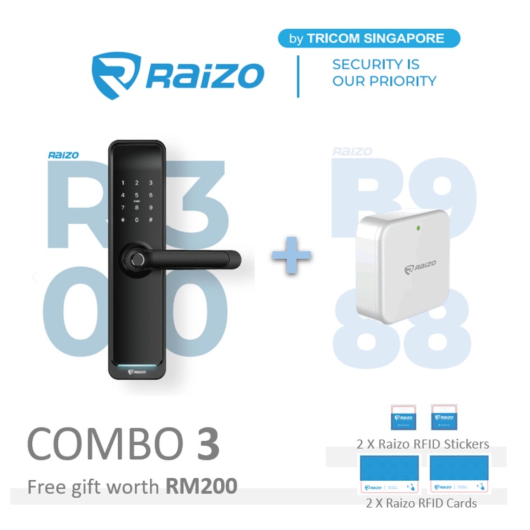 Raizo Smart Residential Digital Door Lock Combo 3 with Smart Lock ...