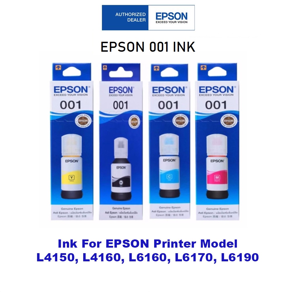 ORIGINAL EPSON 001 INK - L4150 L4160 L6160 L6170 L6190 Black Y100 Y200 ...