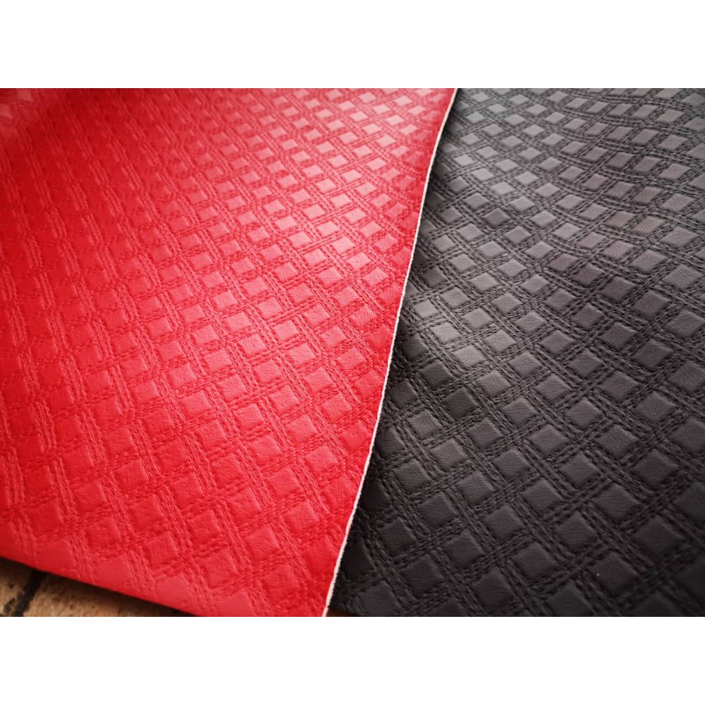 PU Leather Fabric Kain PU PVC Tebal SQUARE PATTERN For Car Sofa Craft ...