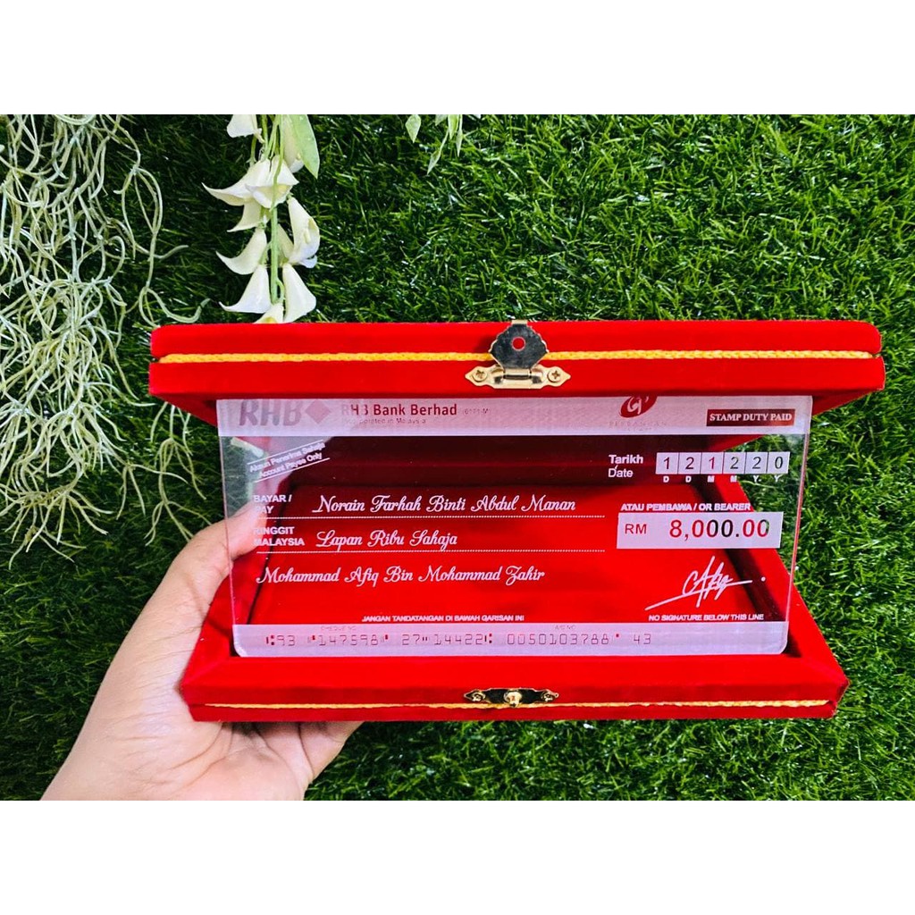 Cek Hantaran+Box Baldu/Cek Hantaran+Stand, Mockup Cheque, Replika Cek ...
