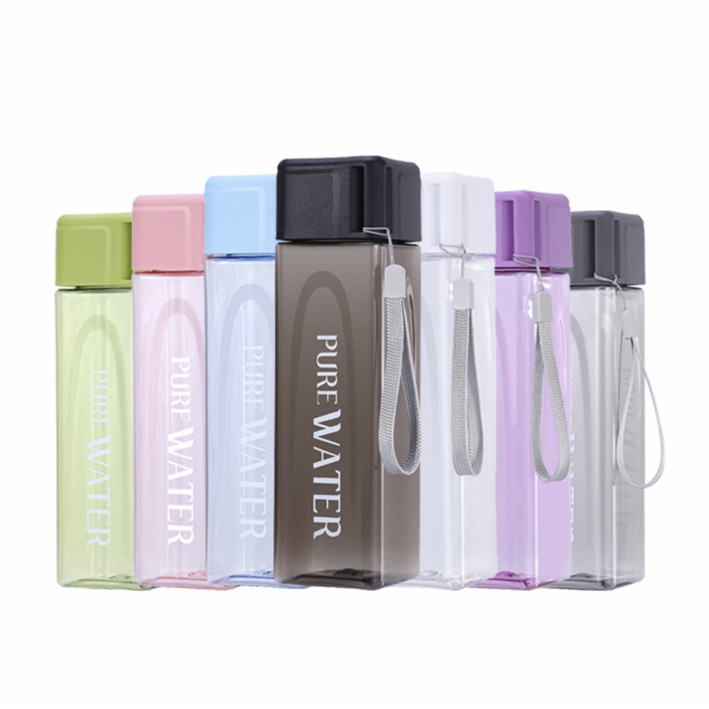 Pure Plastic Transparent Square Water Bottle Water Cup 480ml | Shopee ...