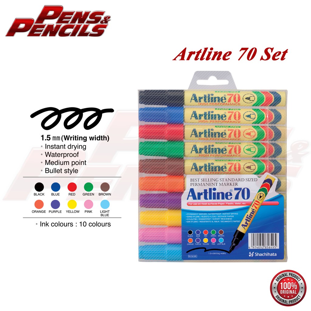 Artline 70 / Artline 90 / Artline 700 Permanent Marker Pen 10 Colours ...