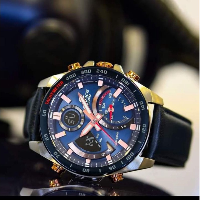 Casio Edifice Dual Time Leather Watch For Men | Shopee Malaysia