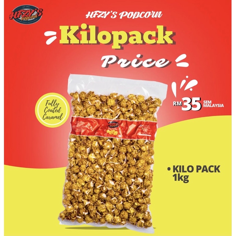Hfzy's Popcorn Popcorn Extra Caramel [1 kilo] ( Ready stock ) | Shopee ...