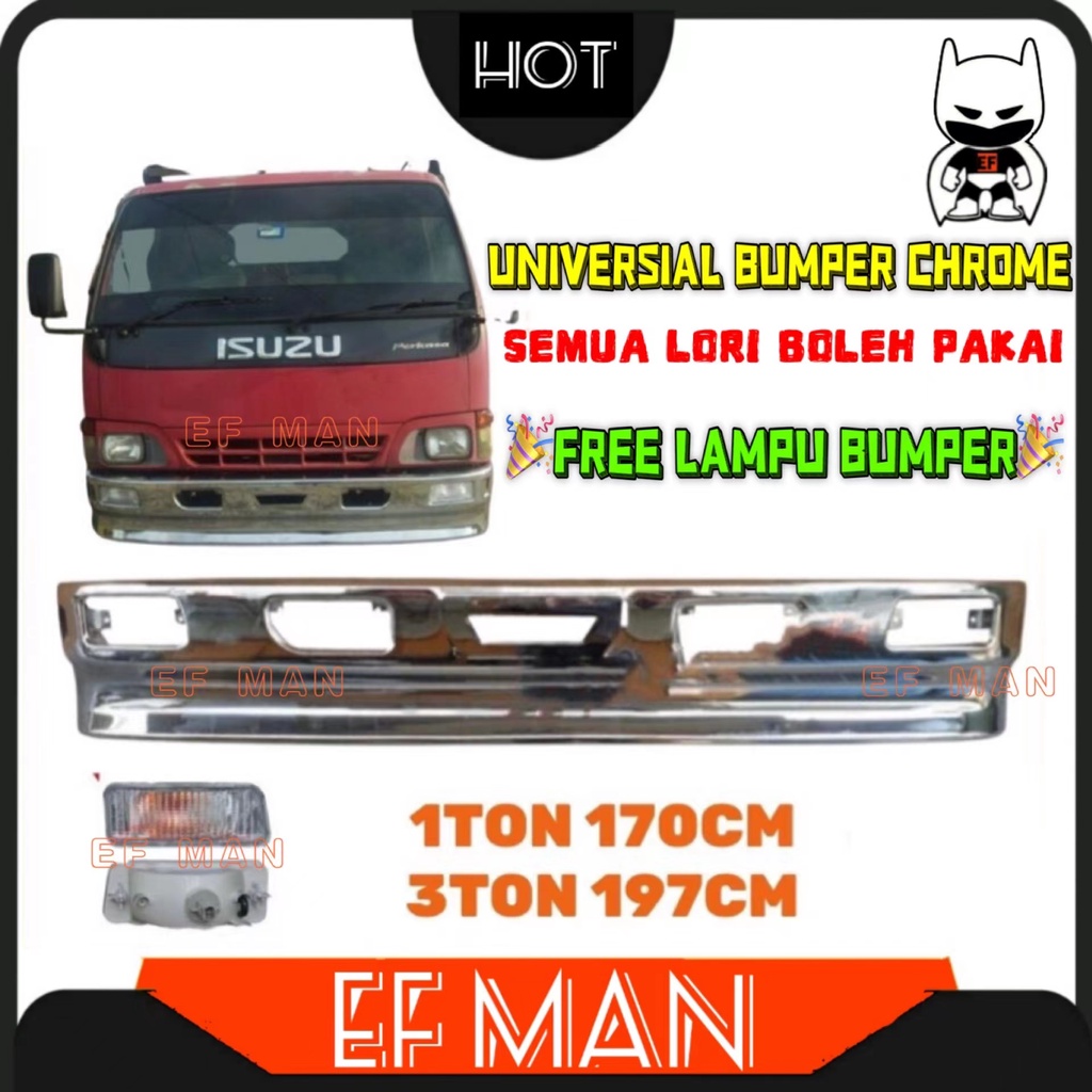 UNIVERSAL LORRY CHROME BUMPER ISUZU NPR PRO NLR HICOM HINO DAIHATSU ...