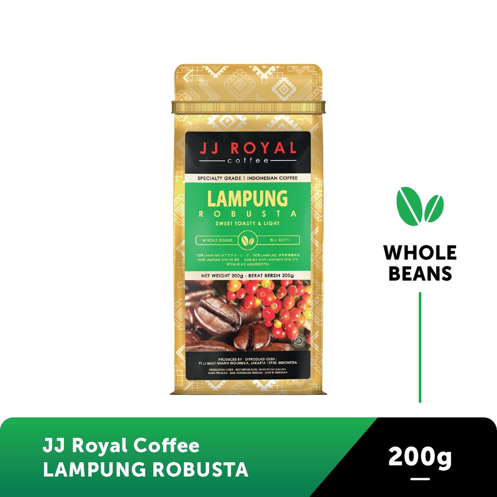 Jj Royal Coffee Lampung Robusta Bean (Coffee Beans) Bag 200g | Shopee ...